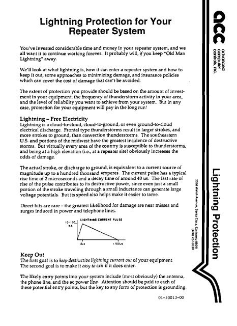 Lightning Protection of ACC controller interface lines - The Repeater ...