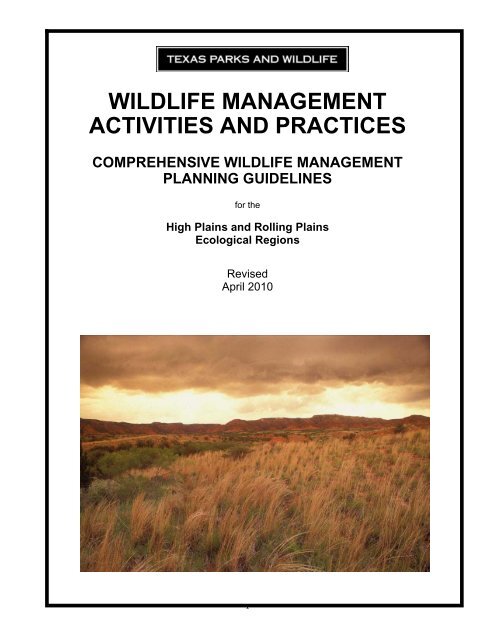 Wildlife Management Activities and Practices - Texas Parks ...