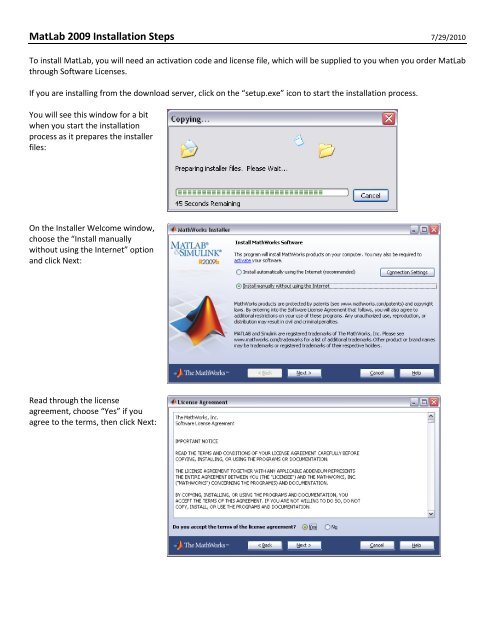 MatLab 2009 Installation Steps