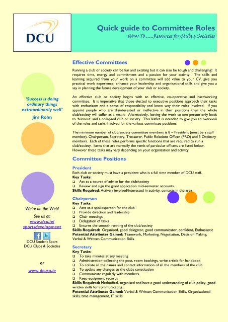 Quick guide to Committee Roles - DCU