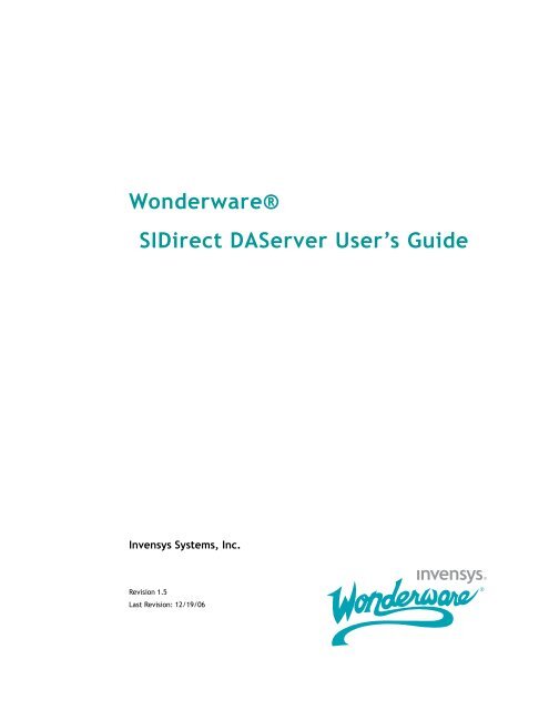 Wonderware SIDirect DAServer User's Guide - Logic, Inc.