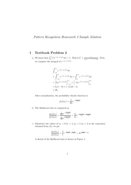 Pattern Recognition Homework 2 Sample Solution 1 Textbook ...