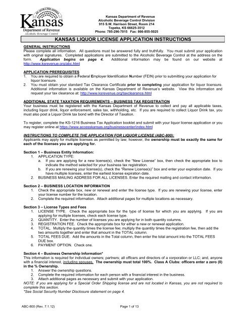 ABC-800 - Kansas Department of Revenue