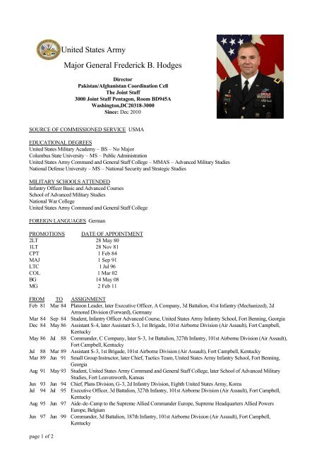 Major General Frederick B. Hodges United States Army - Faoa