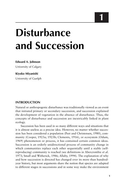 Disturbance and Succession - Terrestrial Systems Ecology