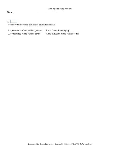 Geologic History Review Name