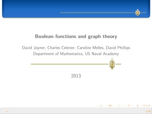 Boolean Functions And Graph Theory 2013 