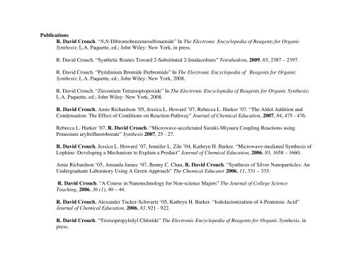 Publications R. David Crouch. - Dickinson College