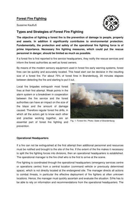 Forest Fire Fighting Types and Strategies of Forest ... - Waldwissen.net