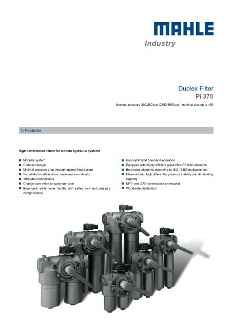 Duplex Filter Pi 370 - MAHLE Industry - Filtration
