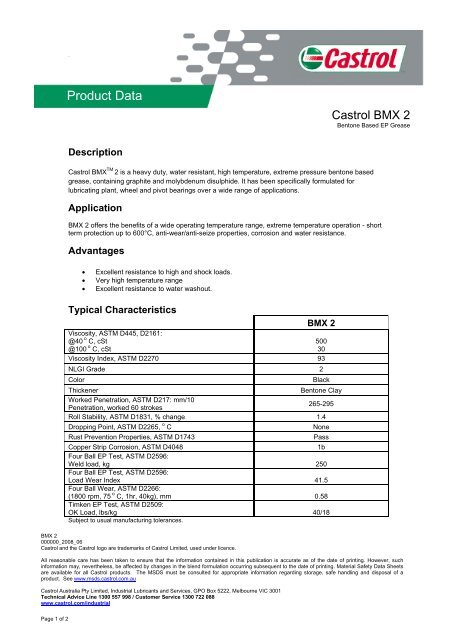 Product Data - Castrol TDS