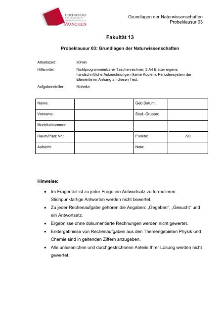 Probeklausur 03 - nils-mahnke.de
