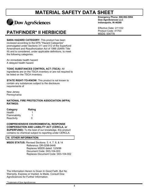 MATERIAL SAFETY DATA SHEE