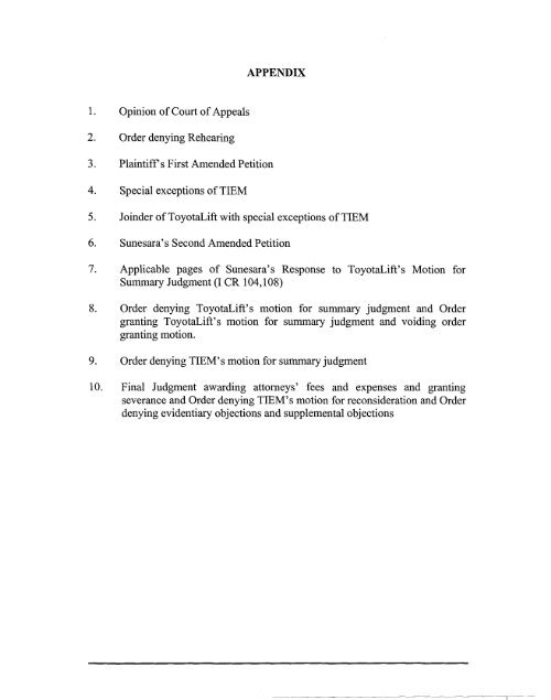 Appendix - Supreme Court of Texas