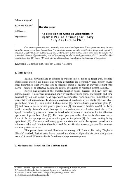 Application Of Genetic Algorithm In Optimal Pid Gain Tuning For