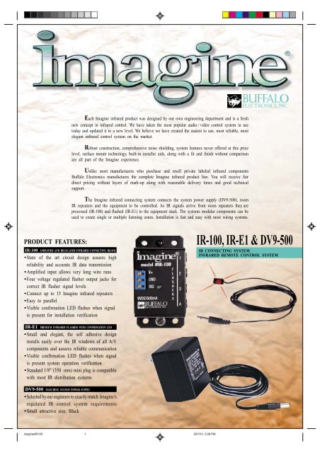 Buffalo Electronics IR-100 IR Connecting Block Installation Manual