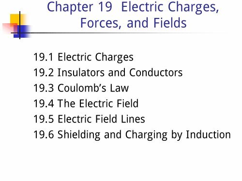 Chapter 19 Electric Charges, Forces, and Fields