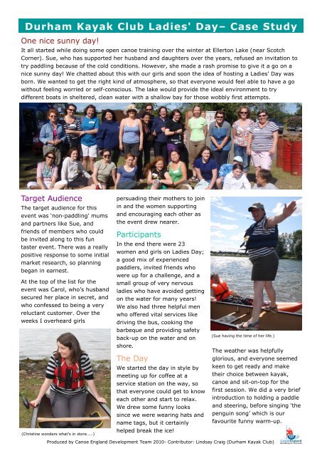 Durham Kayak Club Ladies' DayÃ¢Â€Â“ Case Study - Canoe England
