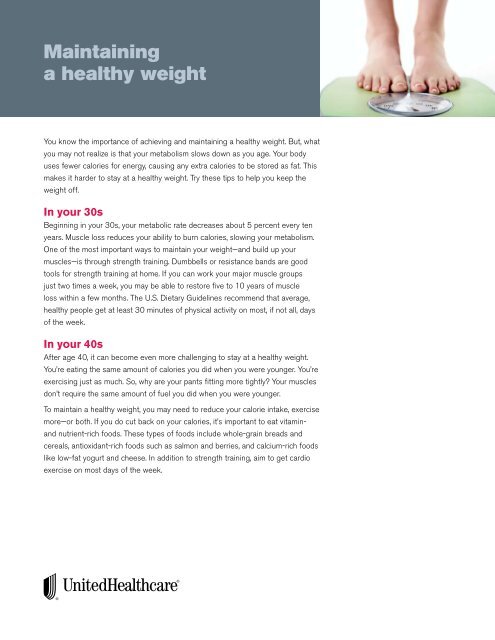Maintaining a Healthy Weight Flyer - UHC Tools