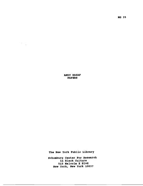 Andy Razaf Papers - New York Public Library