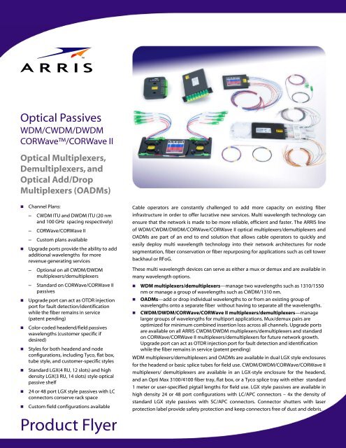 Optical Passives WDM/CWDM/DWDM/CORWave/CORWave ... - Arris