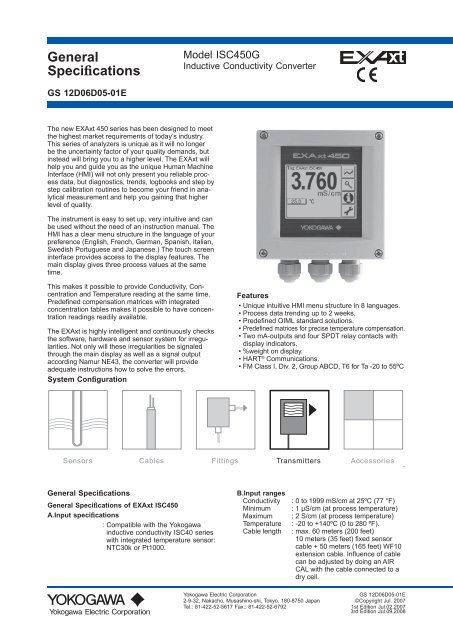 ISC450G 4-Wire Inductive Conductivity Analyzer - Yokogawa