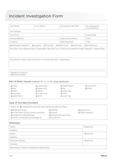 Incident Investigation Form