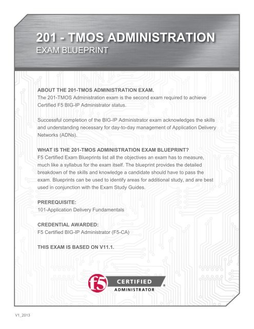 TMOS Administration exam blueprint - F5 Networks