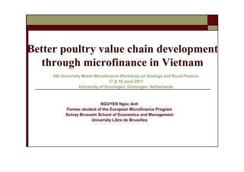 Better poultry value chain development through microfinance in ...