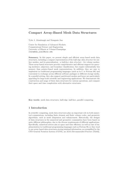 Compact Array-Based Mesh Data Structures Compact Array-Based Mesh Data Structures