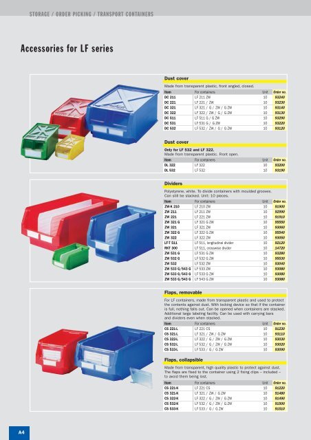 Accessories for LF series - SSI-Schaefer