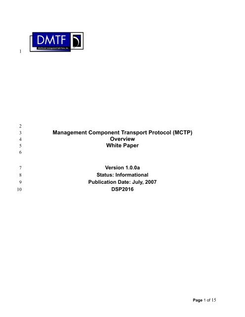 MCTP Overview White Paper - DMTF
