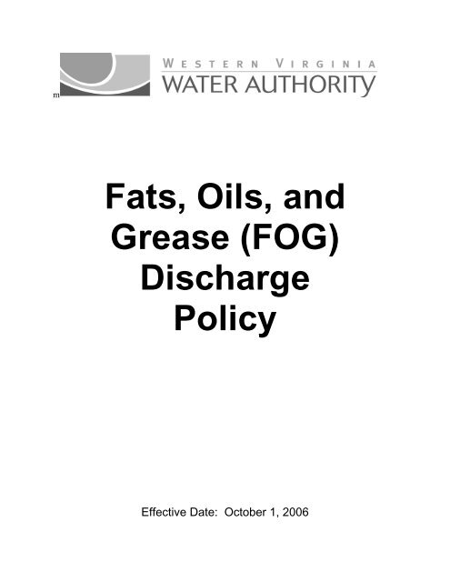(FOG) Discharge Policy - Western Virginia Water Authority
