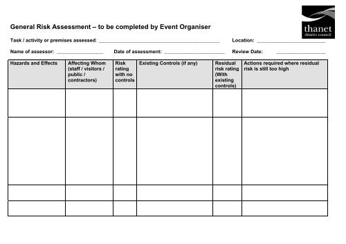 Risk Assessment Template