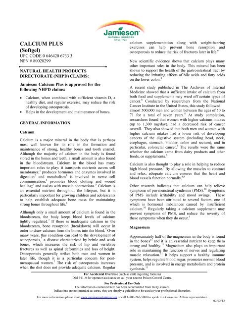 PDF Télécharger calcium Gratuit PDF | PDFprof.com