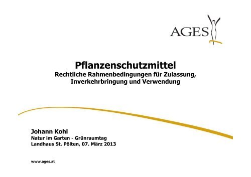 DI Dr. Johann Kohl, AGES, Wien - Natur im Garten