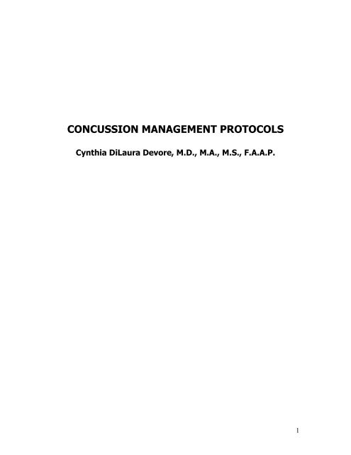CONCUSSION MANAGEMENT PROTOCOLS - Section V Athletics