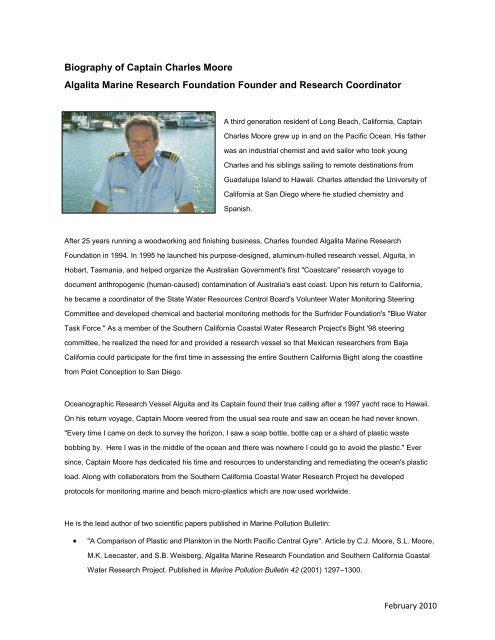 Biography of Captain Charles Moore Algalita Marine Research ...