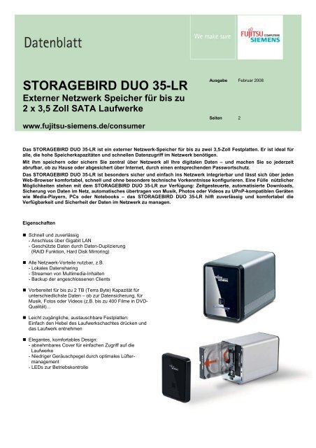 STORAGEBIRD DUO 35-LR Externer Netzwerk Speicher für bis zu 2 ...