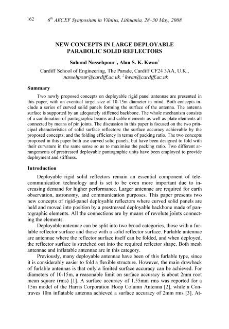 new concepts in large deployable parabolic solid reflectors