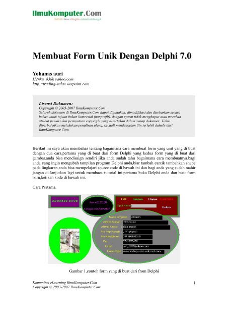 Membuat Form Unik Dengan Delphi 7.0