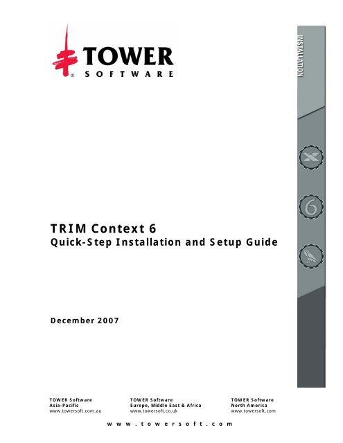 Quick-step Installation and Setup Guide - TRIM User Network