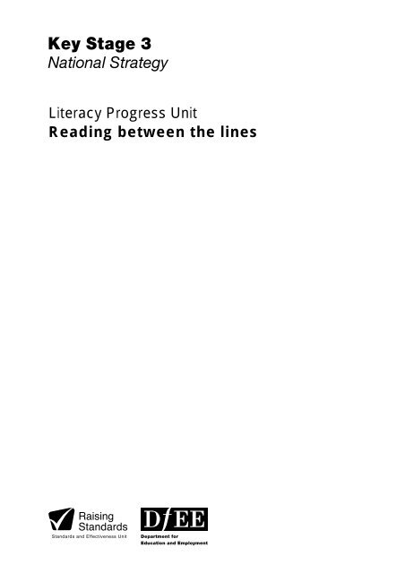 Literacy Progress Unit Reading between the lines