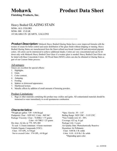 Mohawk Product Data Sheet - Mohawk Finishing