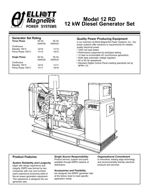 Model 12 RD 12 kW Diesel Generator Set - Western Machinery ...