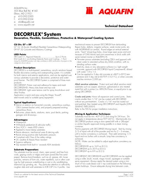 DECORFLEX® System - AQUAFIN Inc.