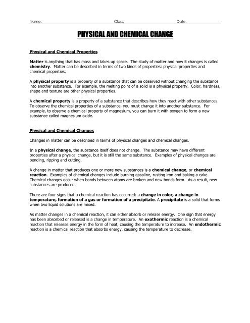 Physical Properties Examples Science
