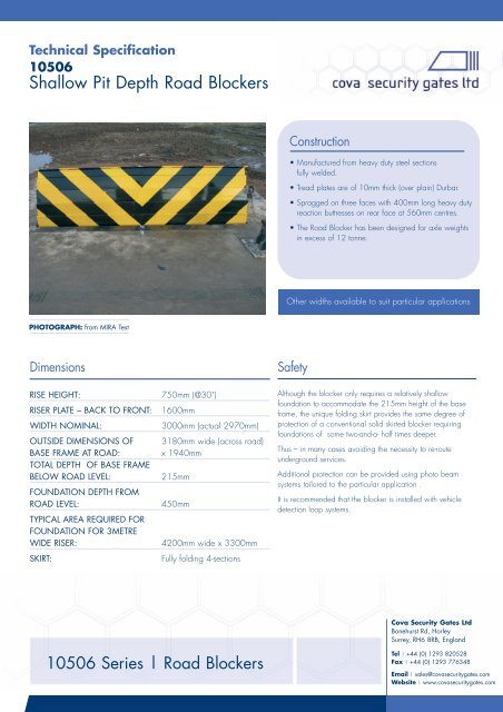Shallow Pit Depth Road Blockers - Portcullis Perimeter Security