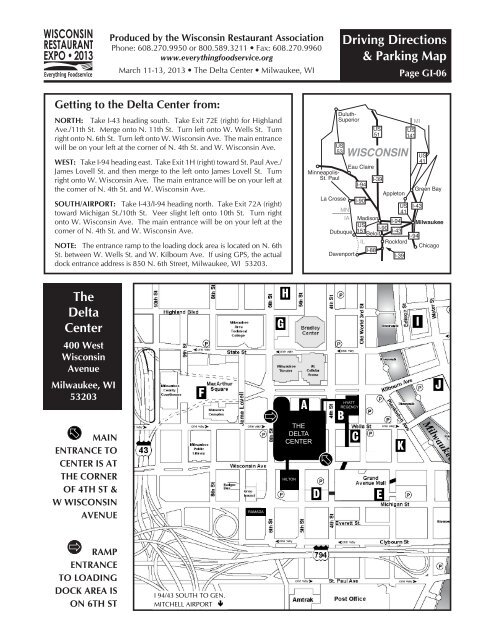 Driving Directions And Parking Map The Delta Center Wisconsin