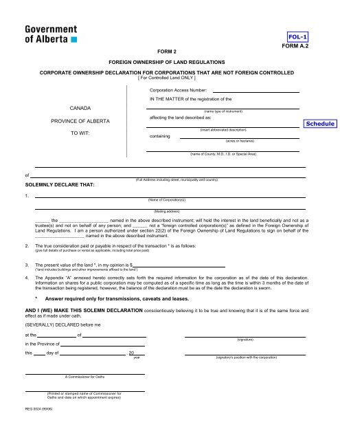 Foreign Ownership Form 2 - Service Alberta